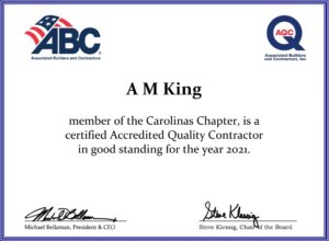 A M King Named Accredited Quality Contractor by ABC - A M King